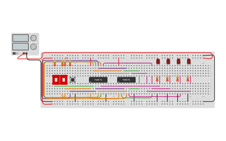 Circuit design shift register - Tinkercad