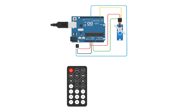 Circuit Design Servo Control Using Ir Remote Tinkercad