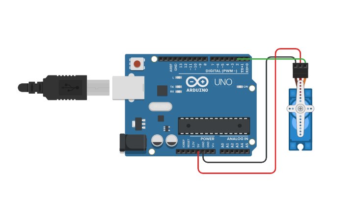Circuit design micro servo - Tinkercad