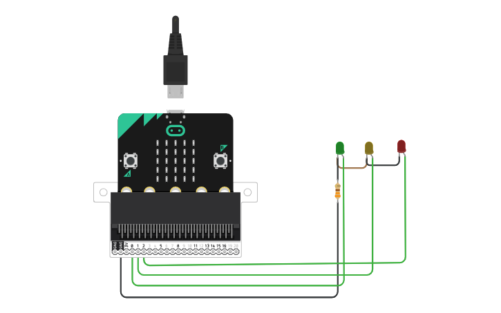 Circuit design Semáforo LED con micro:bit - Tinkercad