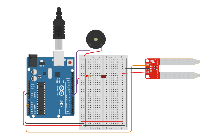 Circuit design Sensor de Humedad con Buzzer - Tinkercad