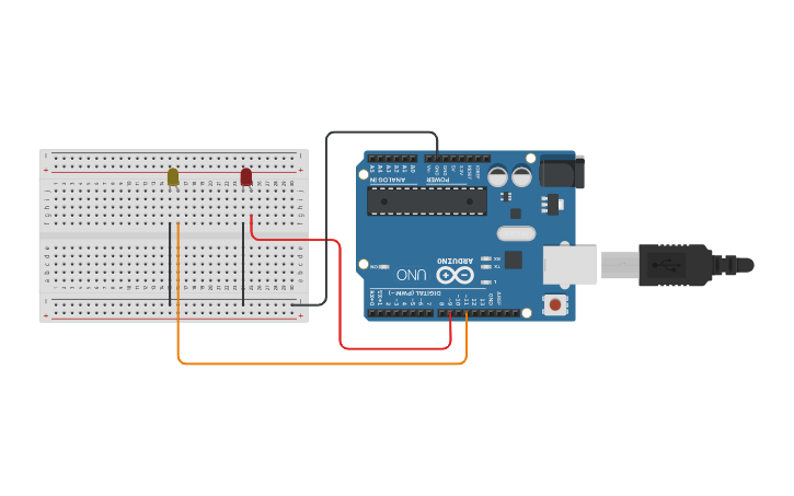 Circuit design 2 led - Tinkercad