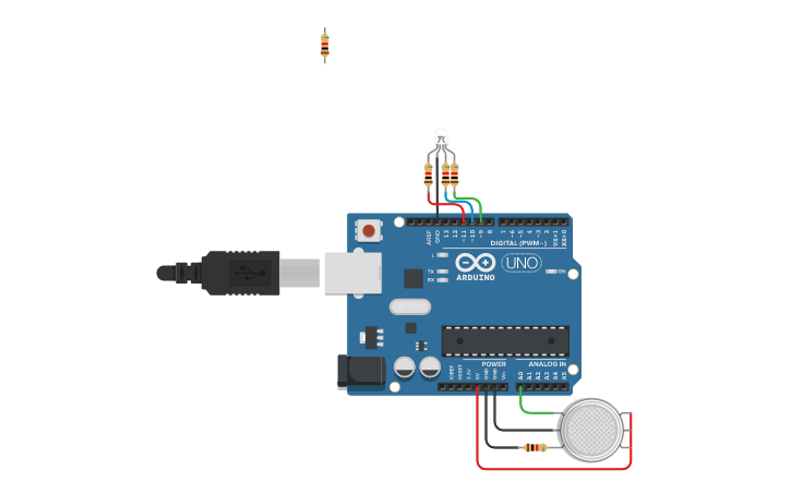 Circuit design Gas Sensor - Tinkercad