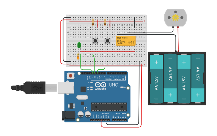 Circuit design Marcia e arresto di un motore - Tinkercad