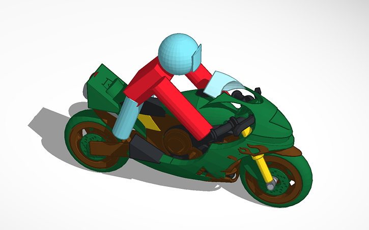 3D design Motorcycle with a human | Tinkercad