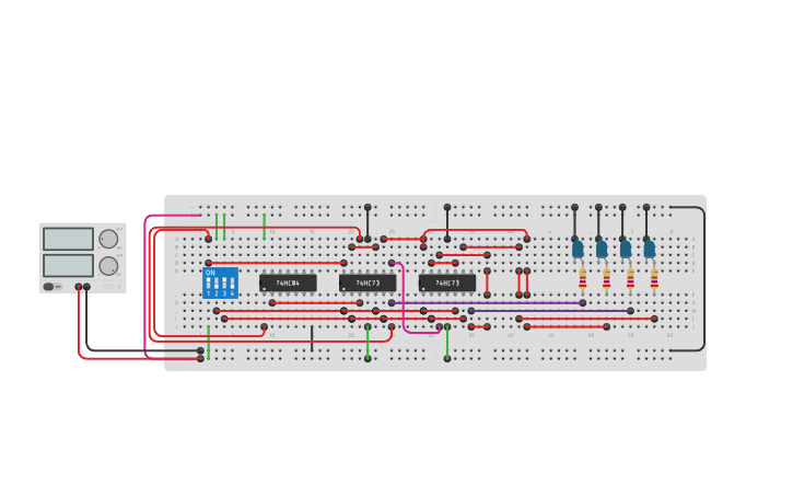 Circuit design Serial-in Serial-out Shift Register - Tinkercad