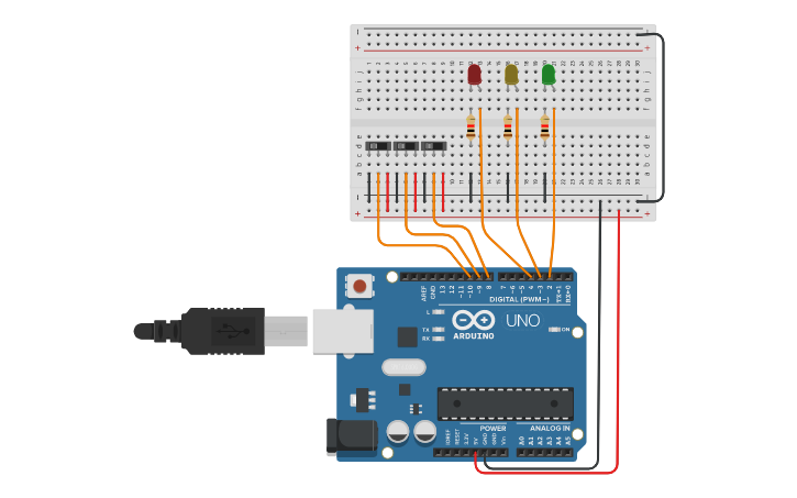 Circuit design Arduino UNO Ingressi e uscite digitali | Tinkercad