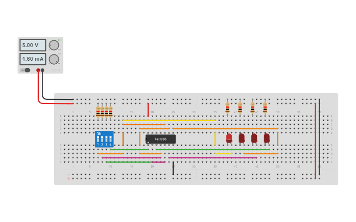 Circuit design Binary to Gray Code Converter - Tinkercad