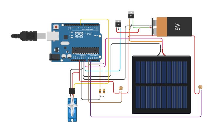 Circuit design Sun Follower - Tinkercad