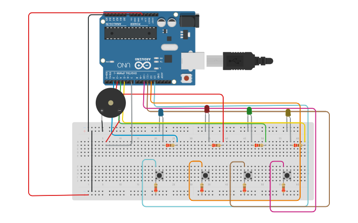 Circuit design simon dice - Tinkercad