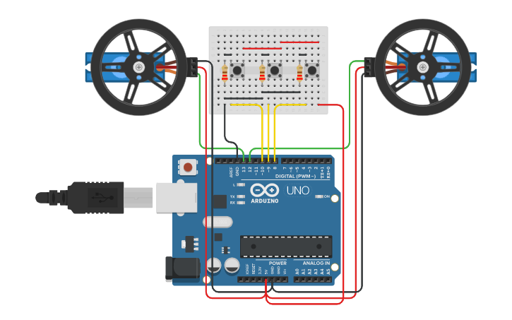 Circuit Design Servo Motor Control By Button Tinkercad