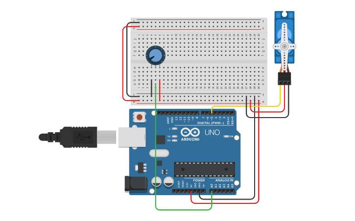 Circuit design servo motor code - Tinkercad