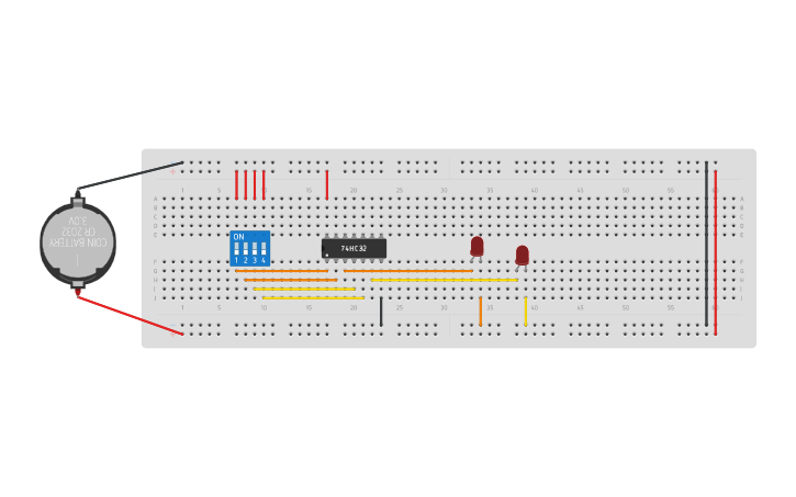 Circuit design Encender 2 leds con compuerta (OR) - Tinkercad