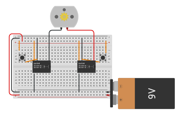 Circuit design Motor driver using relay - Tinkercad