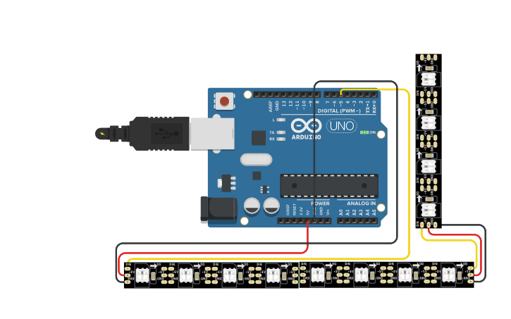 Circuit design projeto Neopixel Arduino | Tinkercad