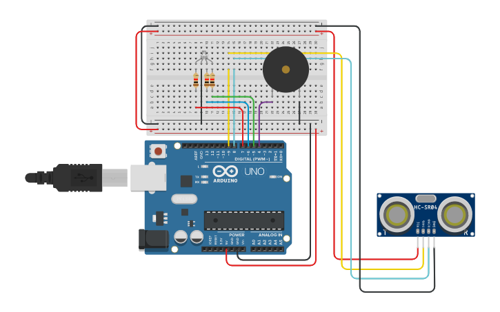 Circuit Design Social Distancing Indicator Tinkercad