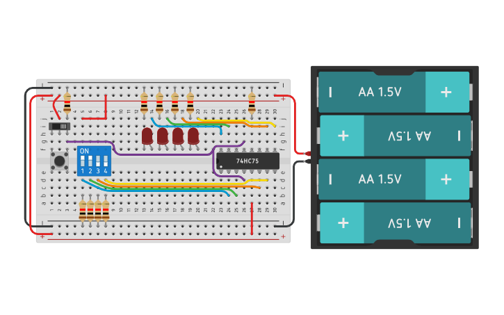 Circuit design 4-Bit-Latch - Tinkercad