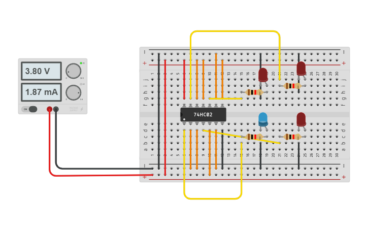 Circuit design NOR GATE | Tinkercad