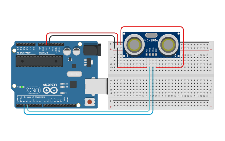 Circuit design ULTRASONIC SENSRO - Tinkercad