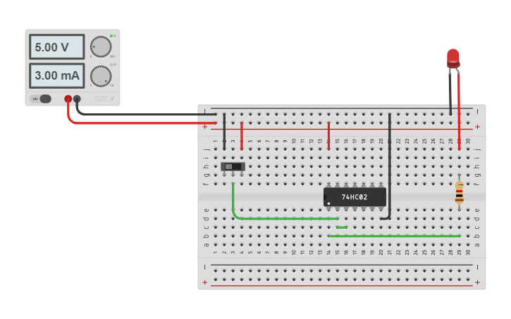 Circuit design EXP-1 (NOT using NOR gate) | Tinkercad