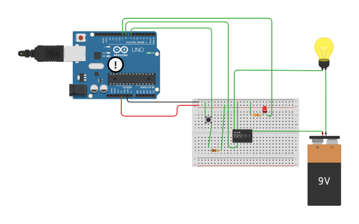 Circuit design Encender lamp con golpe - Tinkercad