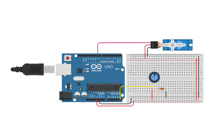 Circuit Design Potentiometer Servo Tinkercad