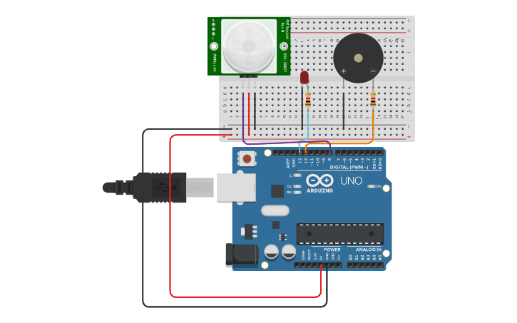 Circuit design Burglar Alarm | Tinkercad
