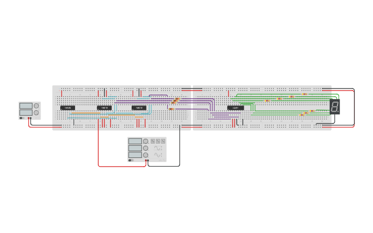 Circuit design Decade Ripple Counter - Tinkercad