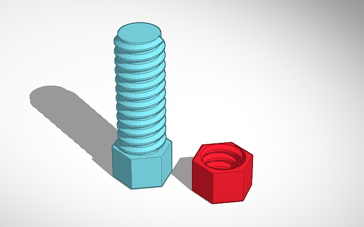 3D design Nut and Bolt - Tinkercad