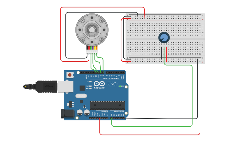 Circuit design Stepper motor - Tinkercad