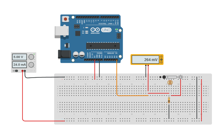 Circuit design Sensor de luz - Tinkercad
