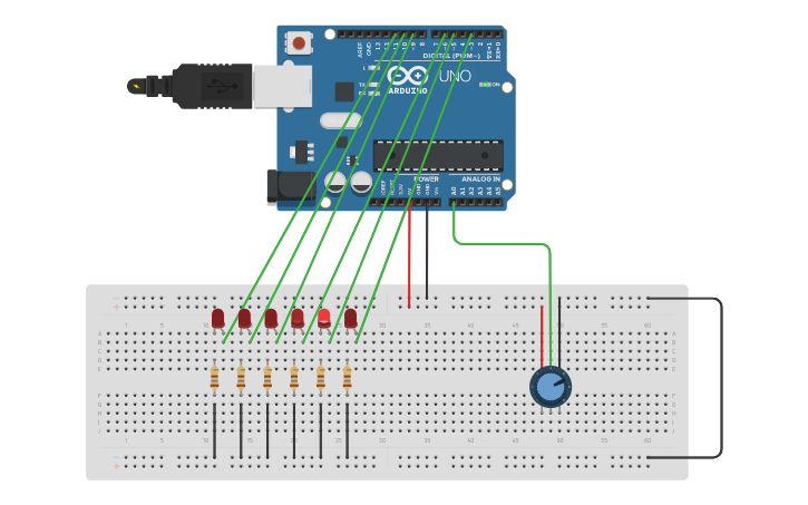 Circuit design Led trimmer fade | Tinkercad