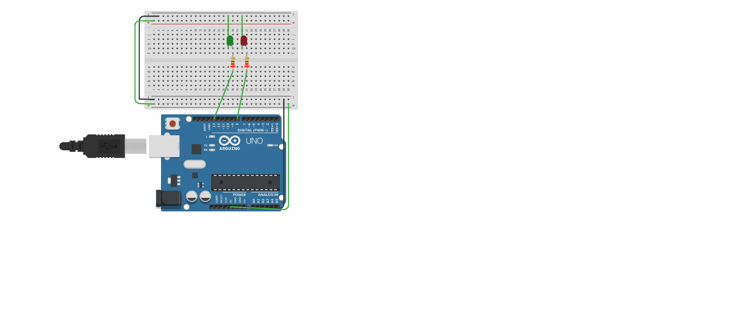Circuit design Encendido intermitente de dos leds | Tinkercad Circuit design Encendido intermitente de dos leds | Tinkercad