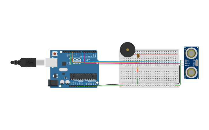 Circuit design Rangkaian Senor parkir menggunakan Arduino Uno - Tinkercad Circuit design Rangkaian Senor parkir menggunakan Arduino Uno - Tinkercad
