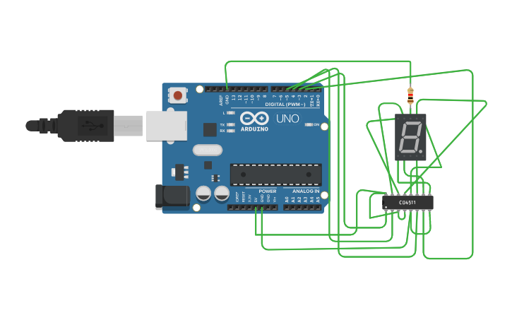 Circuit design 7 segment decoder - Tinkercad