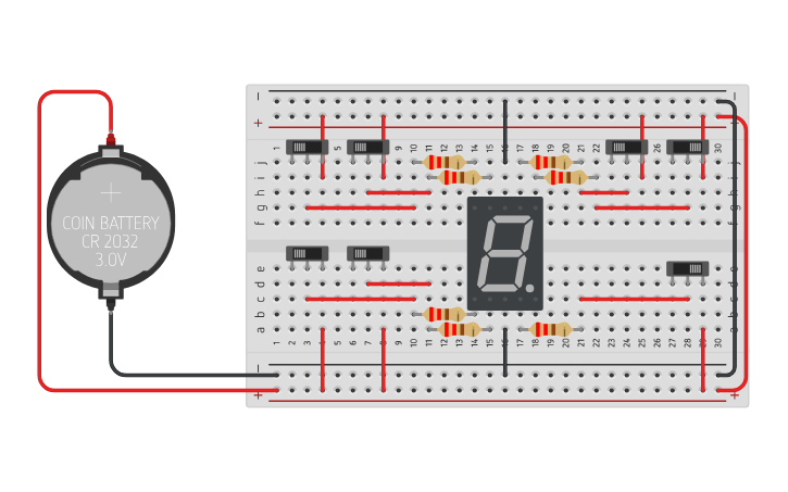 Circuit design Display de 7 segmentos - Tinkercad
