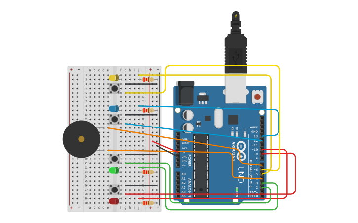 Circuit design simon says - Tinkercad