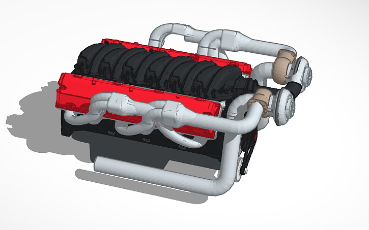 3D design Twin Turboed V12 Hemi - Tinkercad