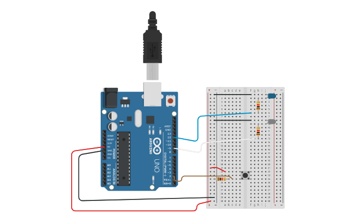 Circuit design Drukknop activatie - Tinkercad