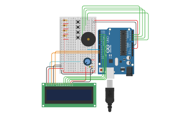 Circuit design Simple Egg Timer - LCD - Tinkercad