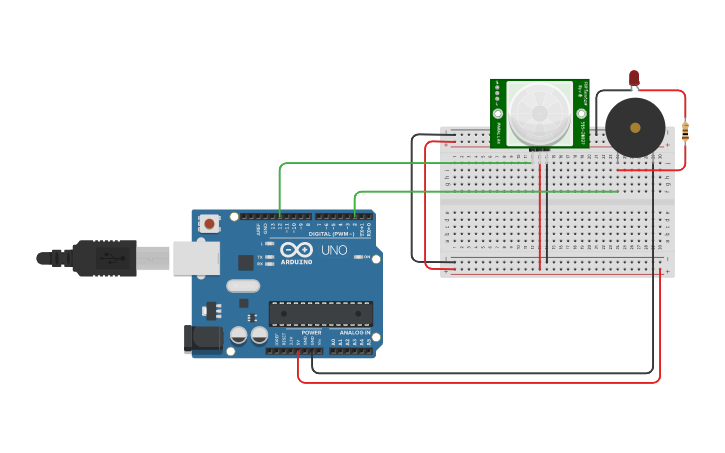 Circuit Design Motion Object Detection Using Pir Sensor Tinkercad