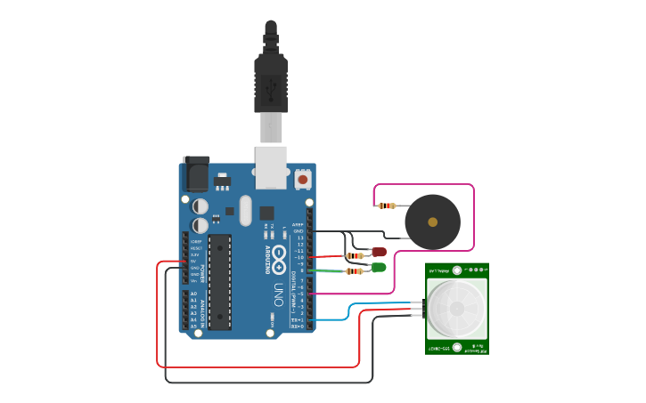Circuit Design Motion Sensor Tinkercad