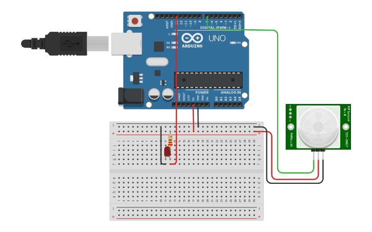 Circuit Design Sensor Pir Tinkercad