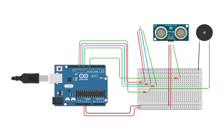 Circuit design Distance Sensor - Tinkercad