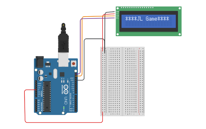 Circuit design LCD GAME - Tinkercad