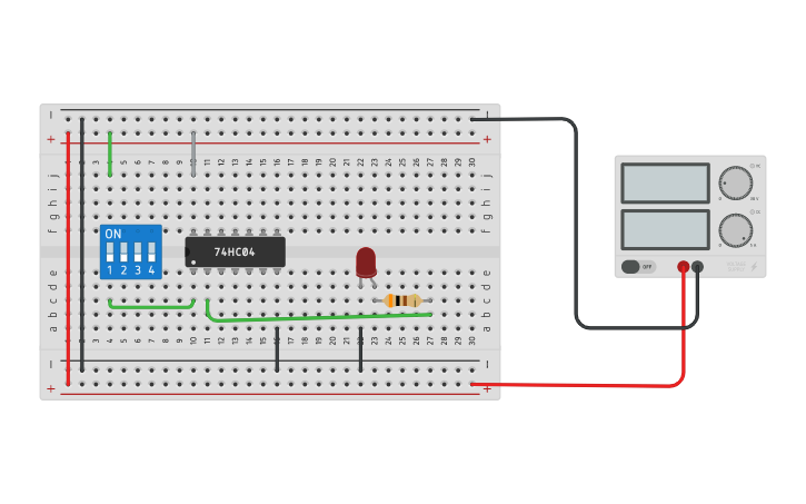 Circuit design NOT GATE - Tinkercad