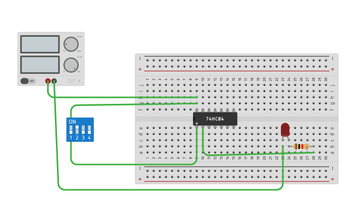 Circuit design GERBANG LOGIKA NOT - Tinkercad