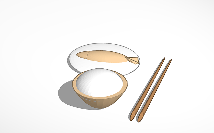 3D design Rice and fish - Tinkercad