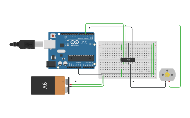 Circuit design DC motor | Tinkercad
