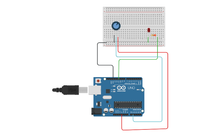 Circuit design LED by potentiometer - Tinkercad